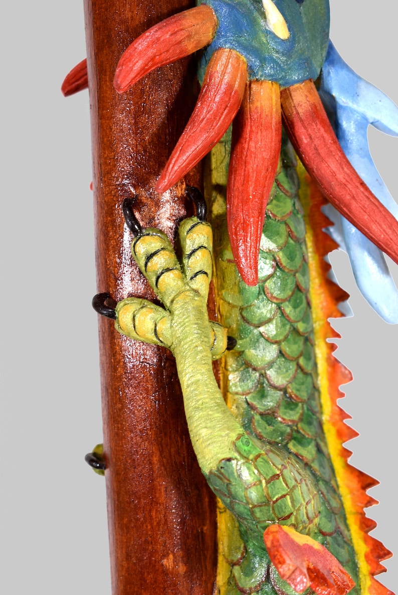 Climbing Chinese Dragon Walking Staff Sculpture Wood Carved - Etsy