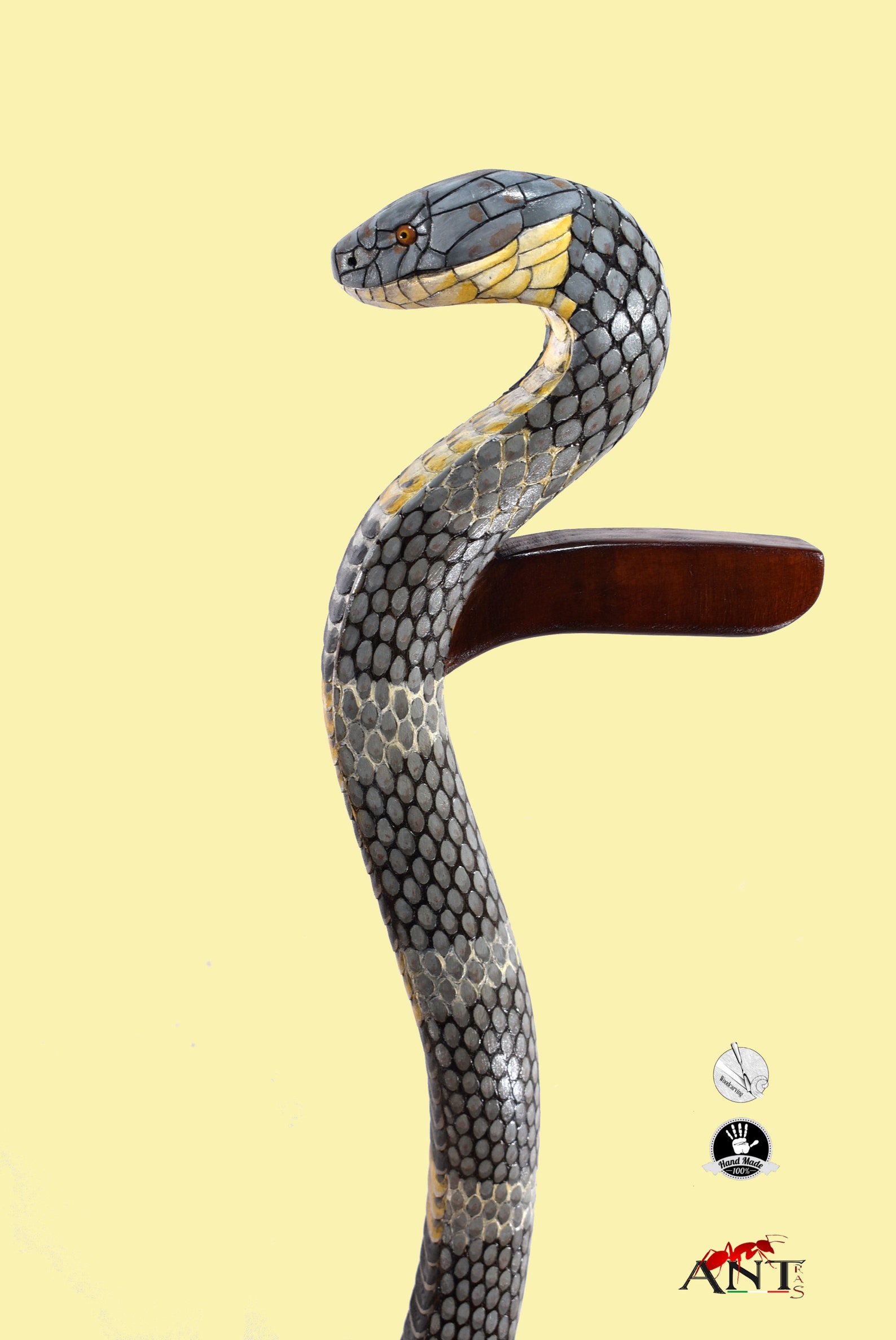 King Cobra Snake Wooden Walking Cane Full Body, Hand Carved Cobra Cane ...