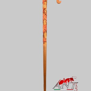 Custom Wood Walking Cane,shepherd Crook Handle With Maple Leaves Relief ...