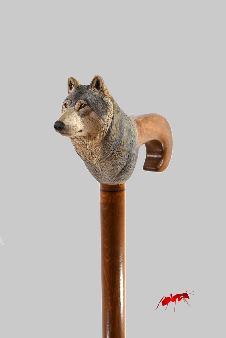 Custom Wood Walking Cane Realistic Grey Wolf Wood Wildlife - Etsy