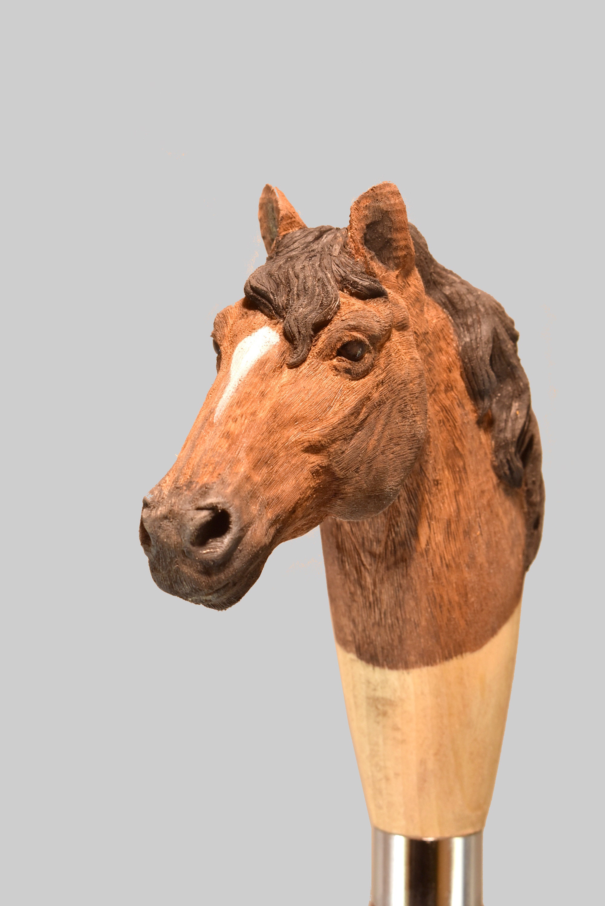 Custom Wood Walking Stick, Realistic Horse Head Wood, Hand Carved Stick ...