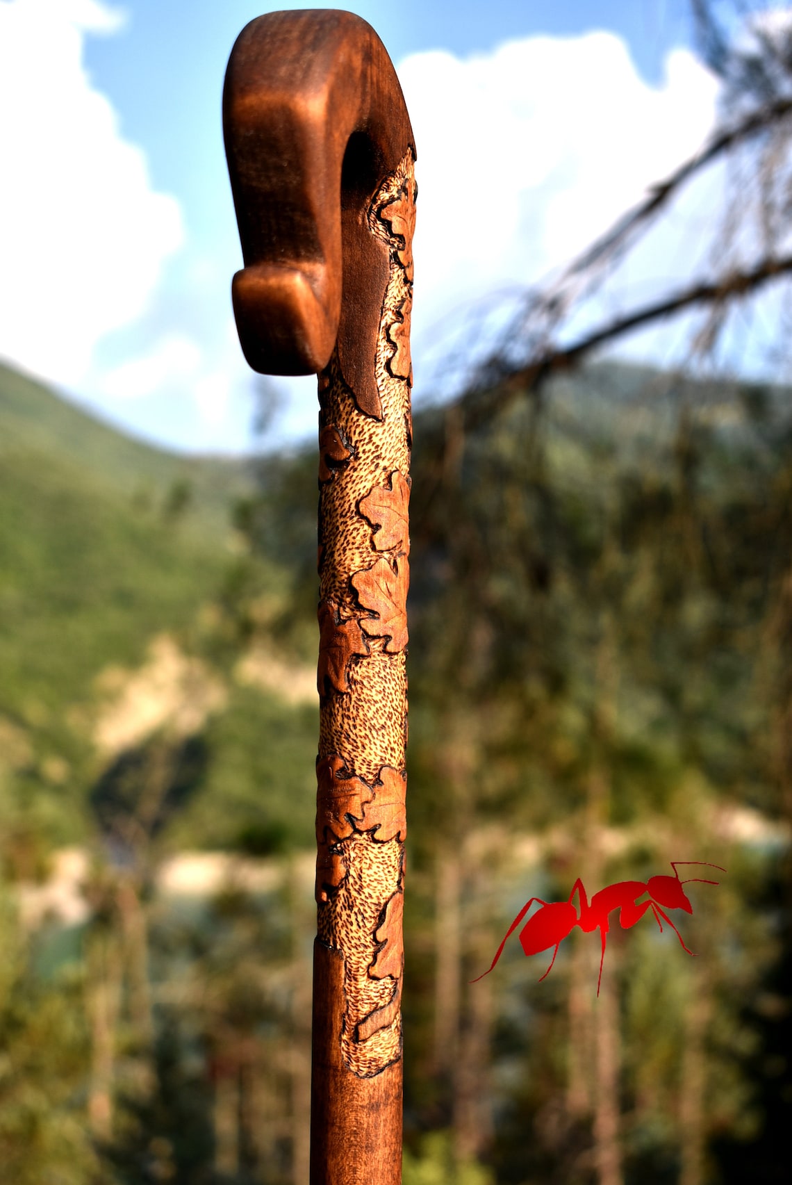 Custom Wood Walking Cane Shepherd Crook Handle With Oak - Etsy