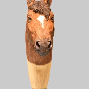 Custom Wood Walking Stick, Realistic Horse Head Wood, Hand Carved Stick ...
