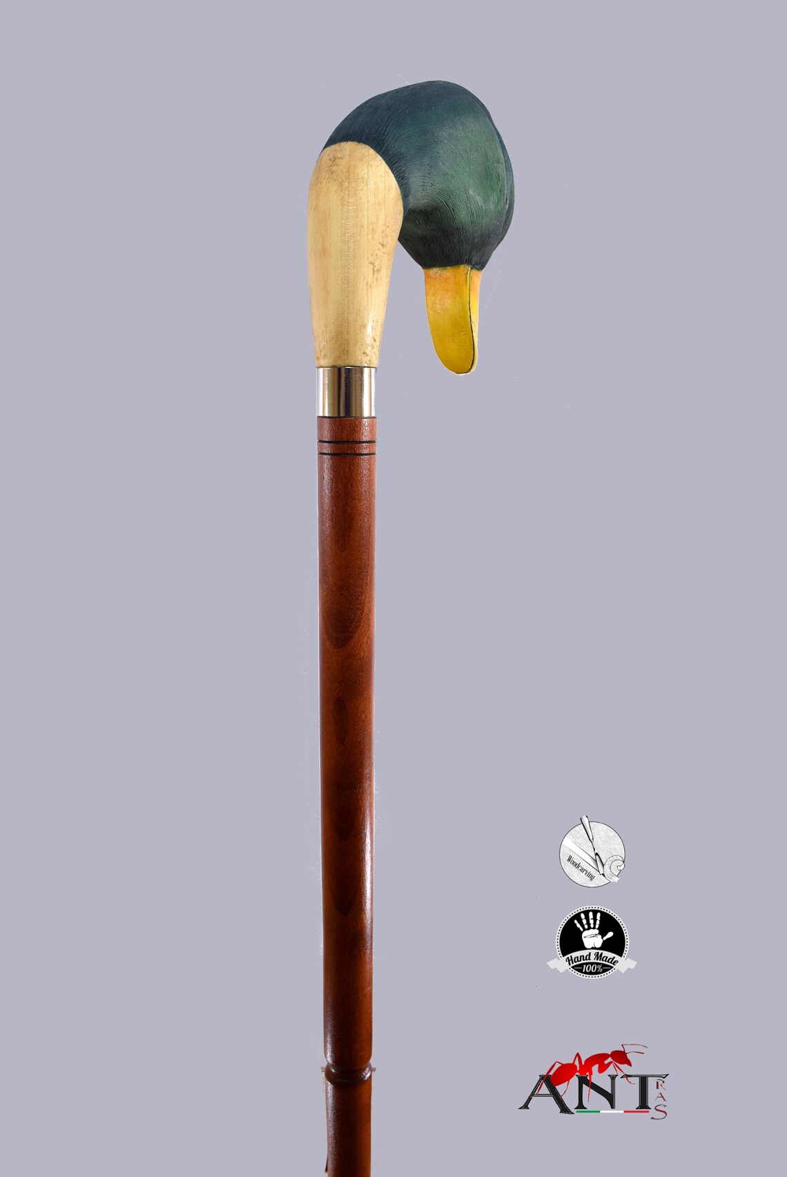 Custom Wood Walking Stick,realistic Mallard Duck Wood Bird,hand Carved ...