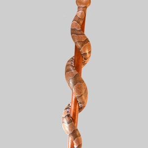 Black Tail COPPERHEAD Snake Sculpture Wooden Hiking Staff, Hand Carved ...