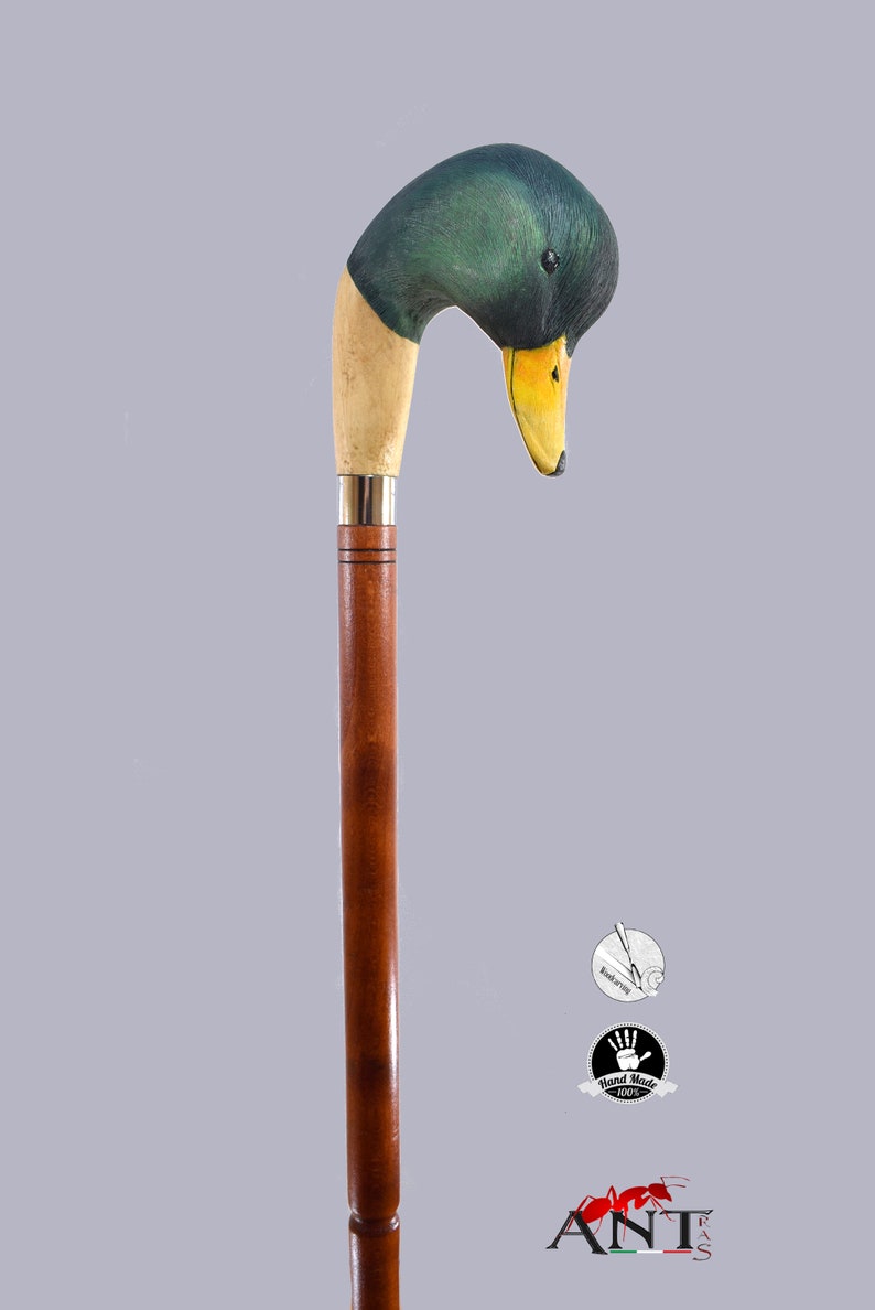 Custom Wood Walking Stick,realistic Mallard Duck Wood Bird,hand Carved ...