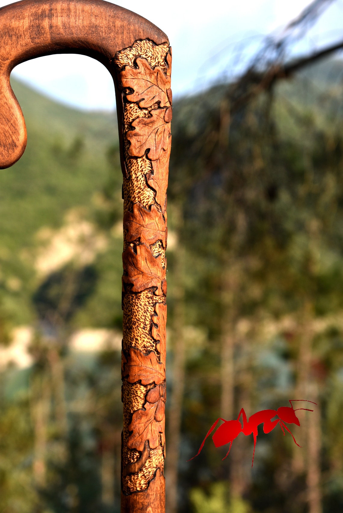 Custom Wood Walking Cane Shepherd Crook Handle With Oak - Etsy