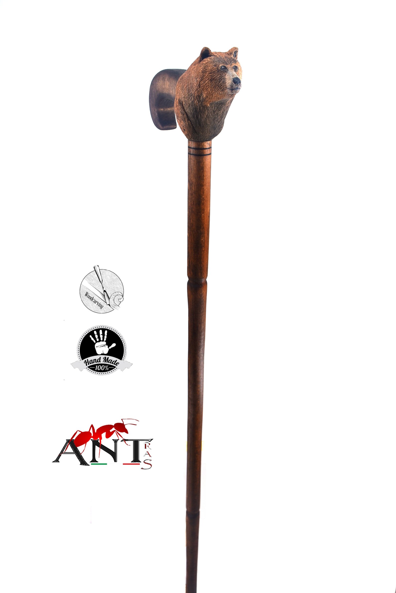 Walking Cane Realistic Brown Grizzly Bear Handlewood Crafted | Etsy