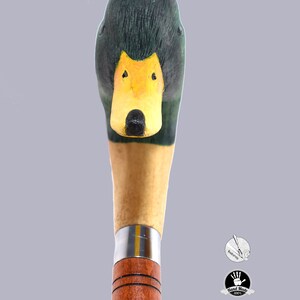 Custom Wood Walking Stick,realistic Mallard Duck Wood Bird,hand Carved ...
