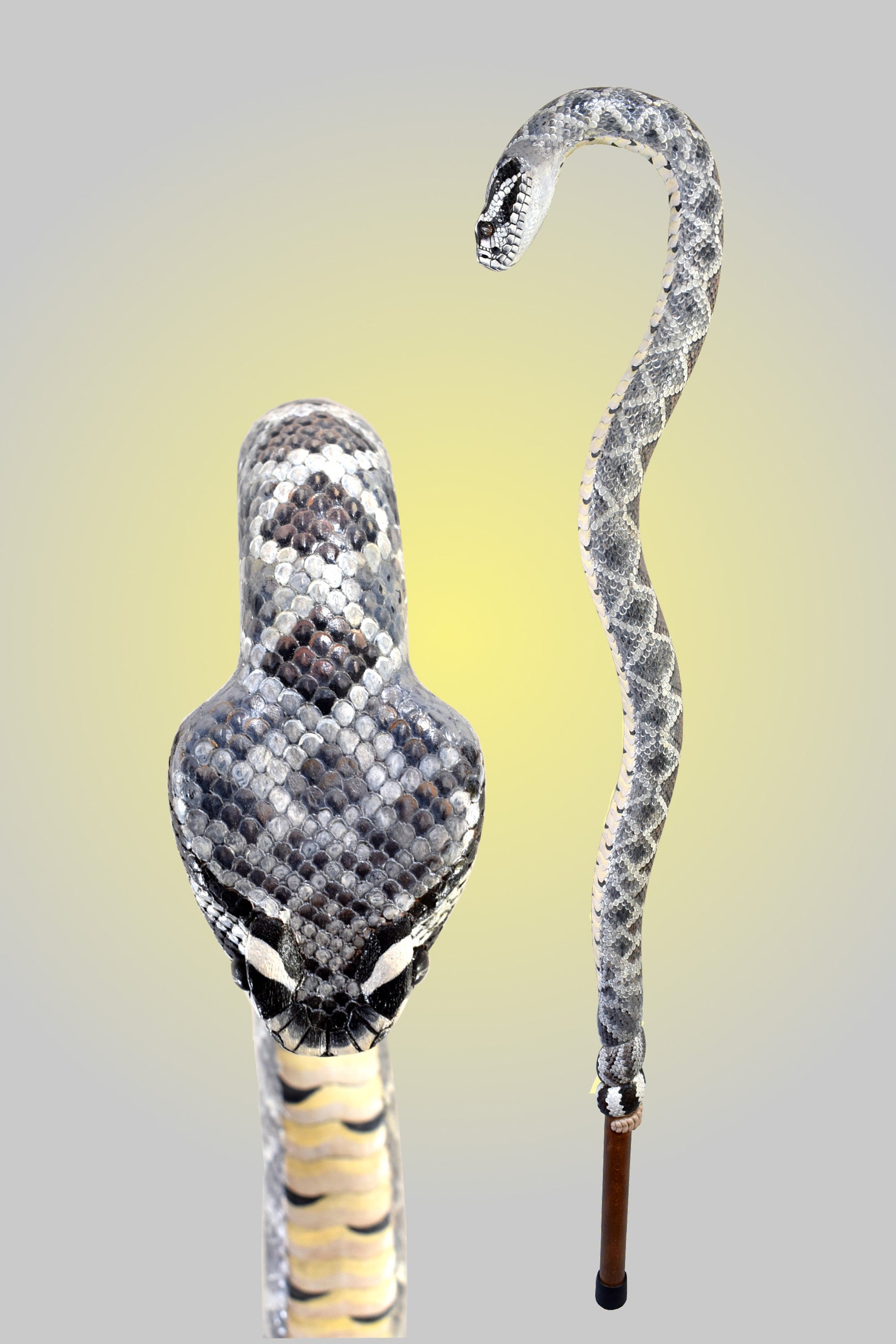 Diamondback Rattlesnake Wooden Walking Cane Full Body,hand Carved Cane ...