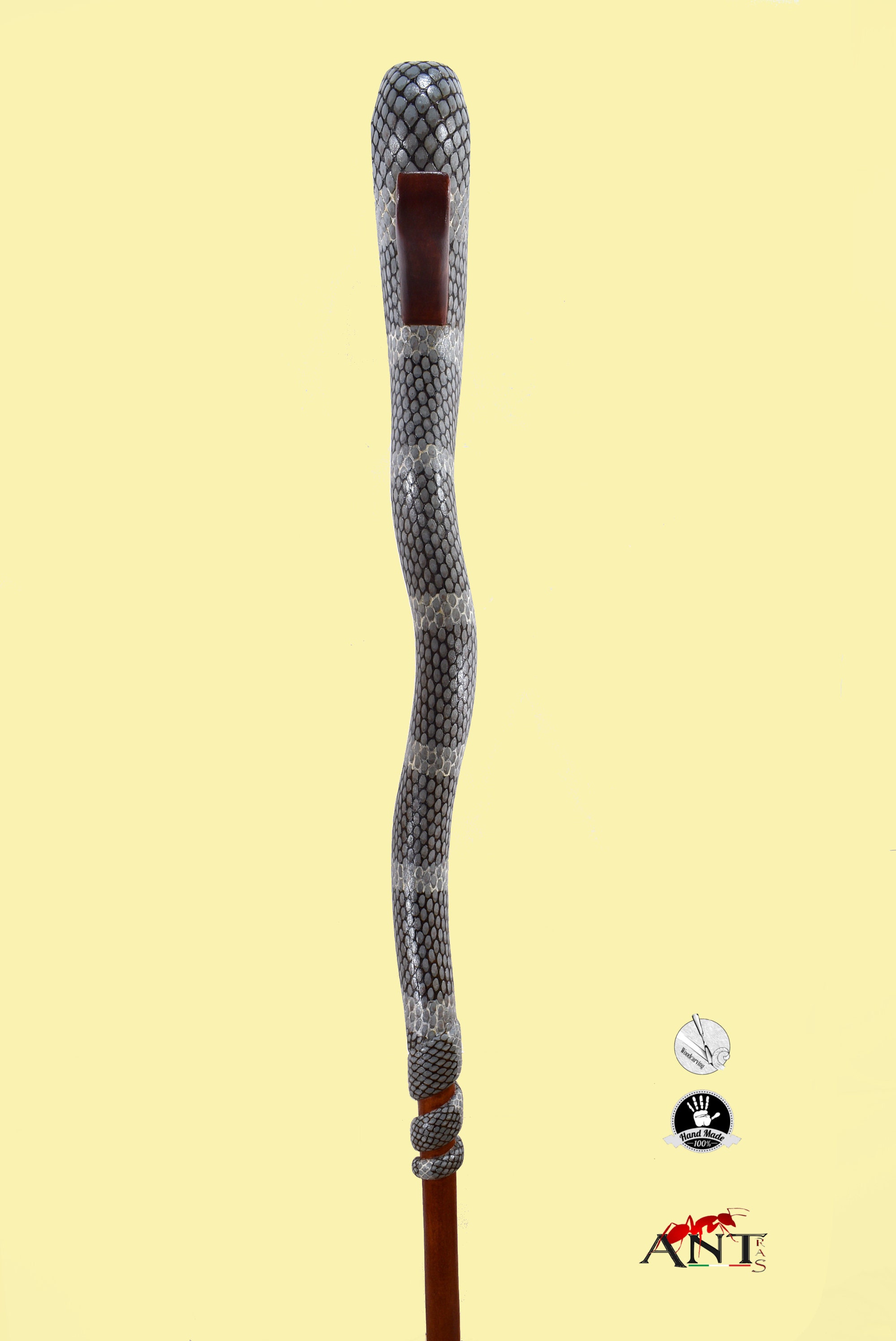 King Cobra Snake Wooden Walking Cane Full Body, Hand Carved Cobra Cane ...