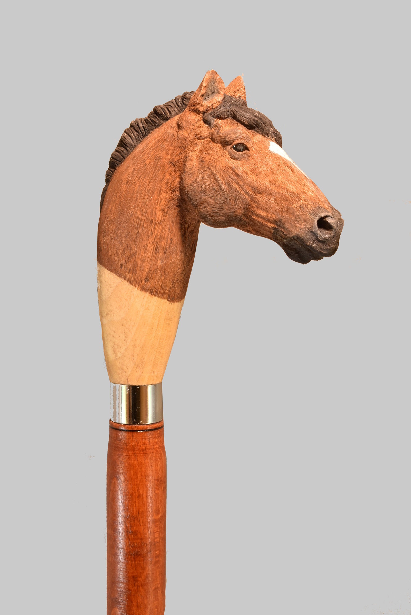 Custom Wood Walking Stick, Realistic Horse Head Wood, Hand Carved Stick ...