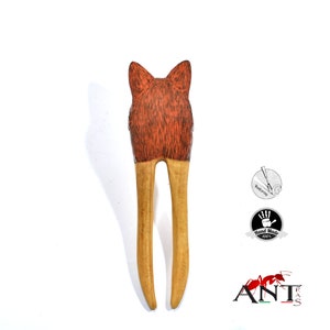 Wooden Acrylic Hair Fork Realistic Red Fox,hand Carved Hair Stick,hair ...