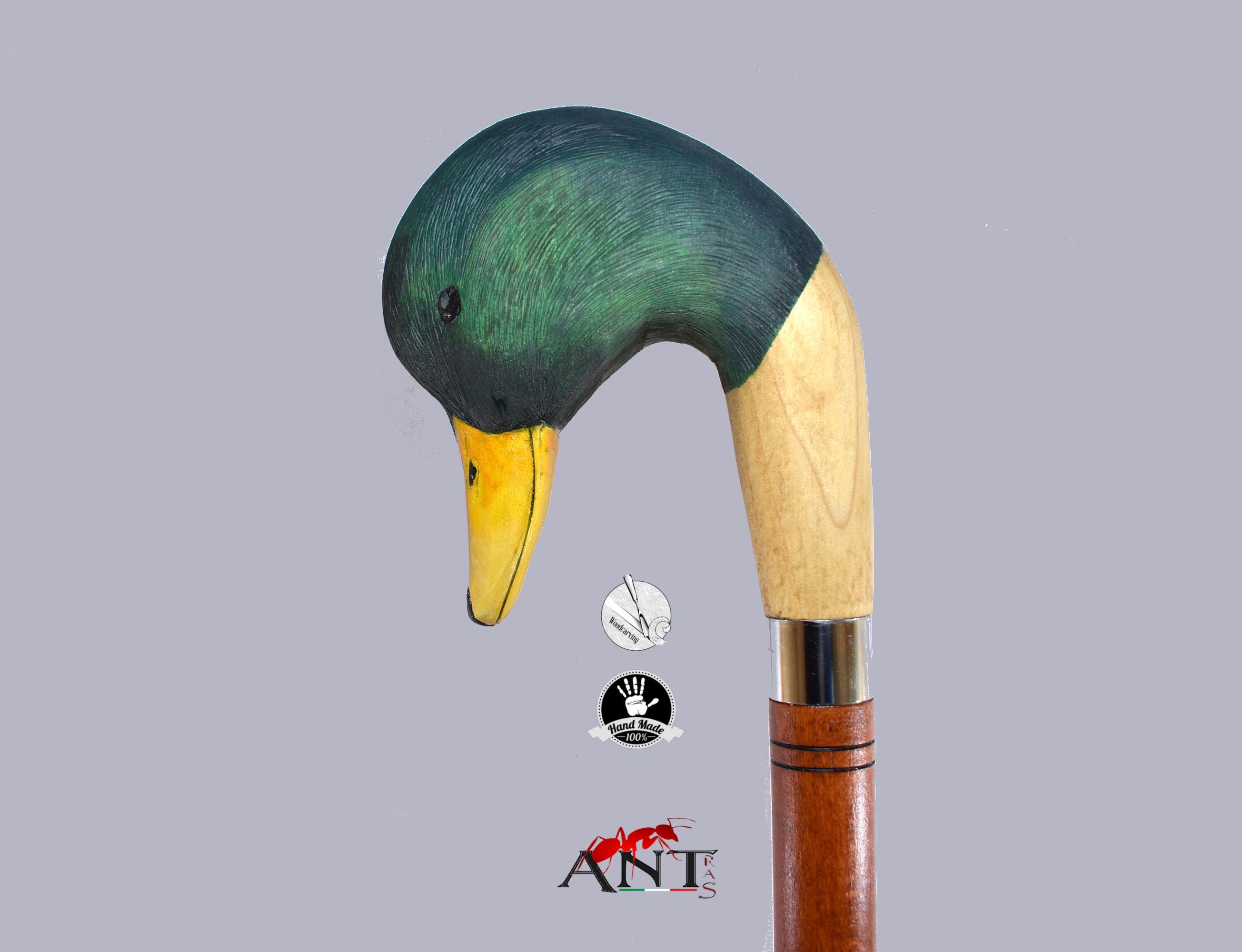 Custom Wood Walking Stick,realistic Mallard Duck Wood Bird,hand Carved ...