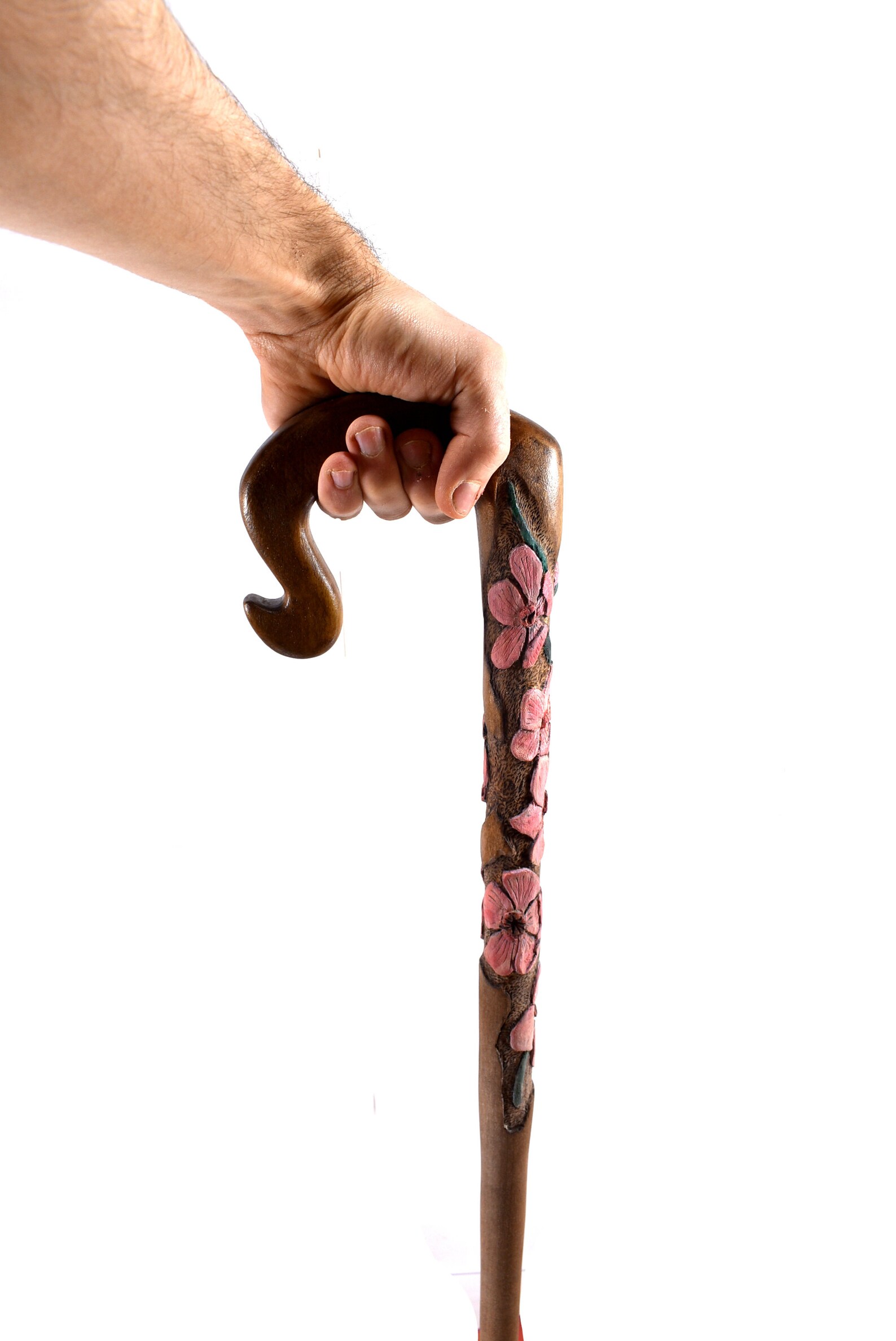 Custom wood walking caneShepherd Crook handle with cherry | Etsy