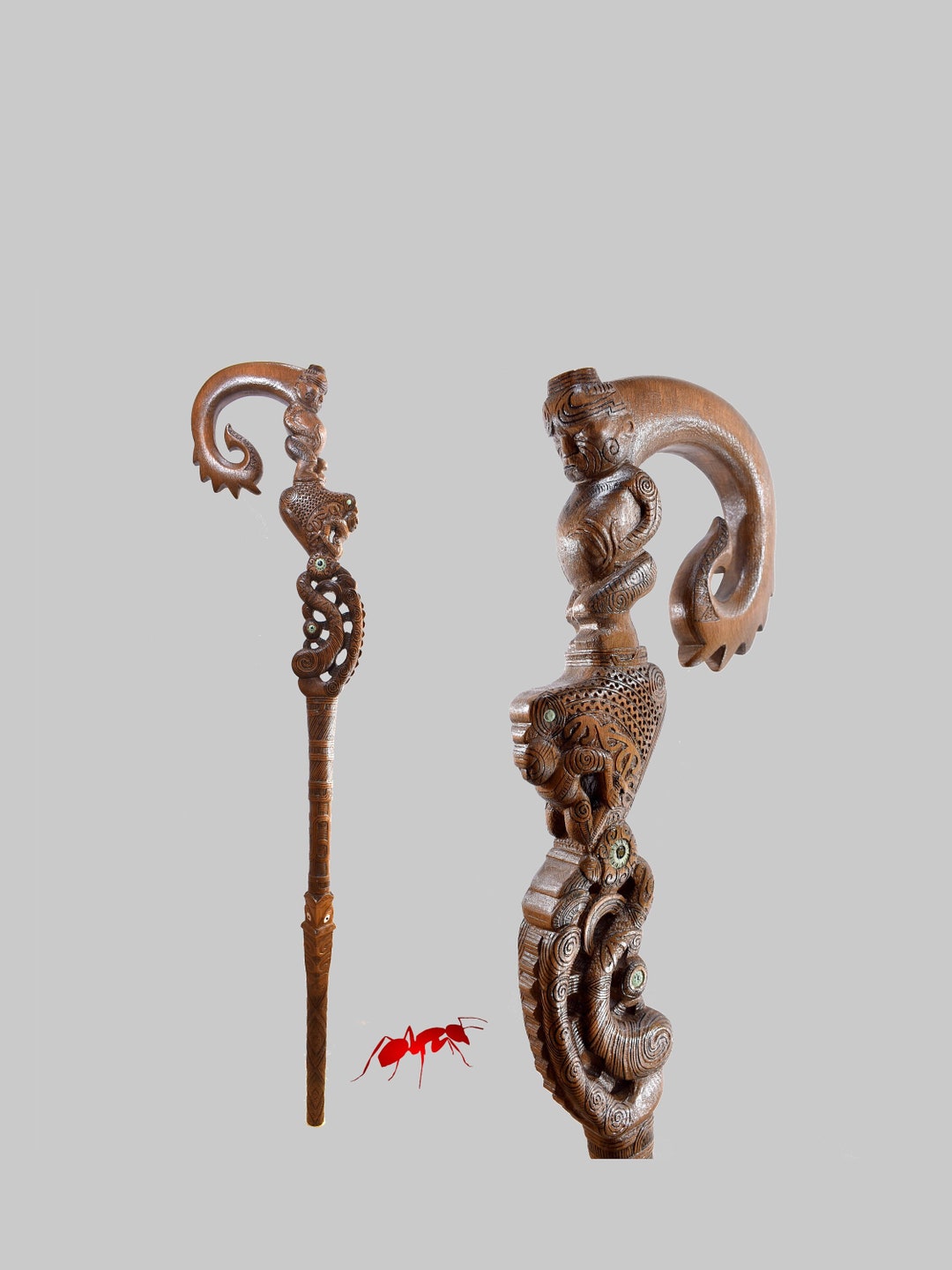 Carved Tokotoko Maori Walking Stick,elegant Dogs for Men Fathers Day ...