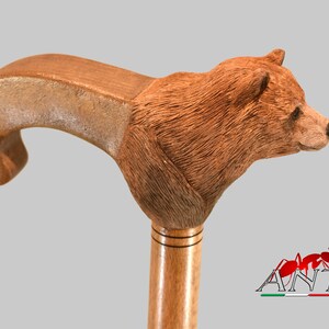 Walking Cane Realistic Brown Grizzly Bear Handle,wood Crafted Hand ...