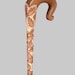 Custom Wood Walking Cane, Shepherd Crook Handle With Oak Leaves Relief ...