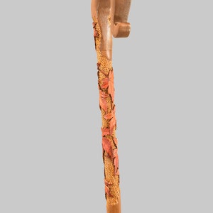 Custom Wood Walking Cane,shepherd Crook Handle With Maple Leaves Relief ...