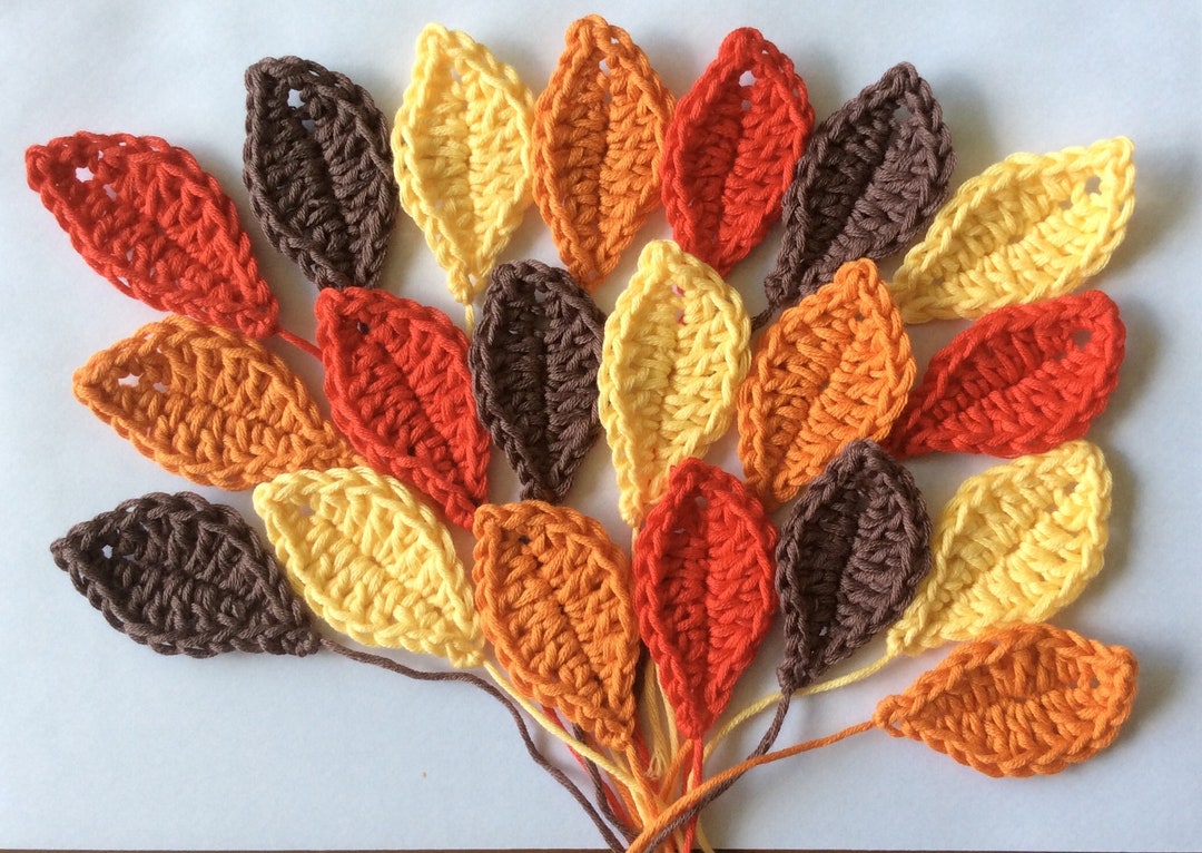 Crochet Leaves. Autumn Colours. Cotton. Set of 20 - Etsy