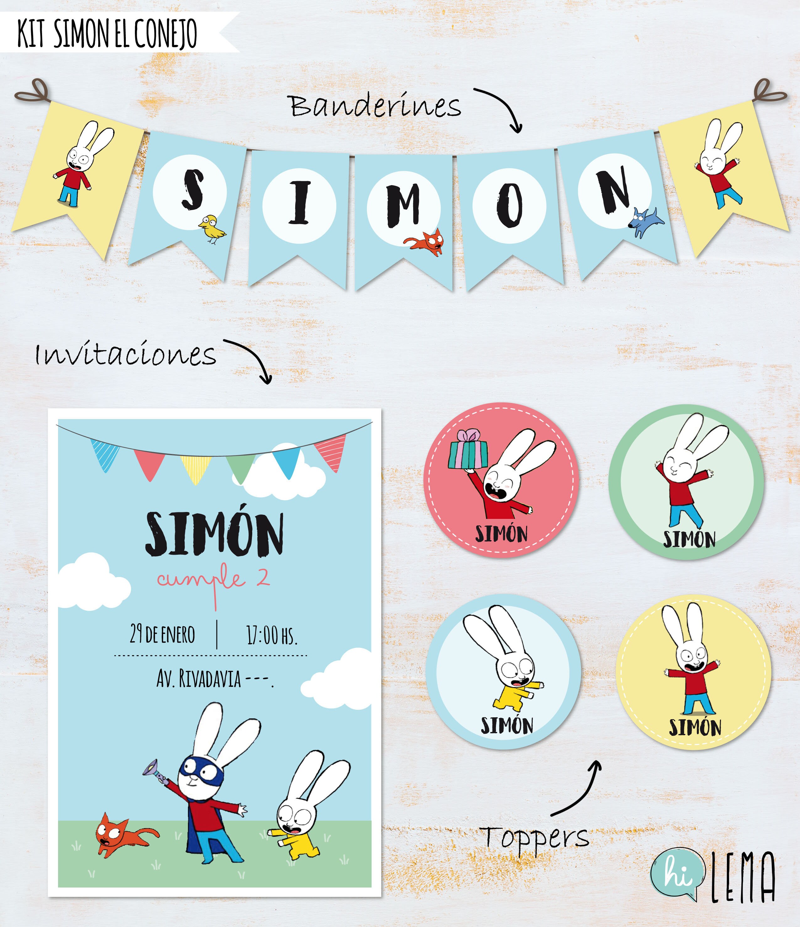 Simon the Rabbit Printable Kit Version 1 or 2 - Etsy