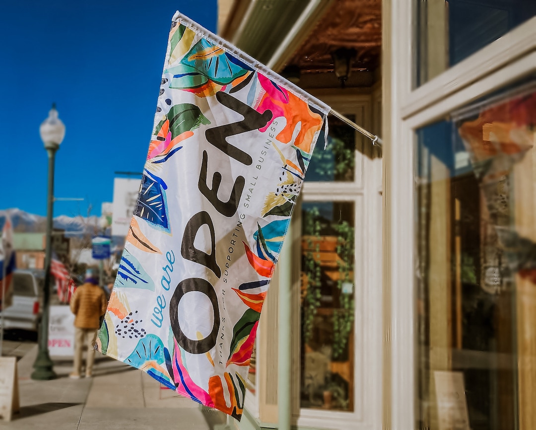 We Are Open Flag | Open Flag for Business | Storefront Flag | Retail Shop Open Flag | Banner for ...