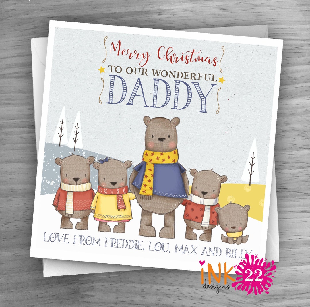Personalised Christmas Card for Daddy Dad, Add All the Children Kids as ...