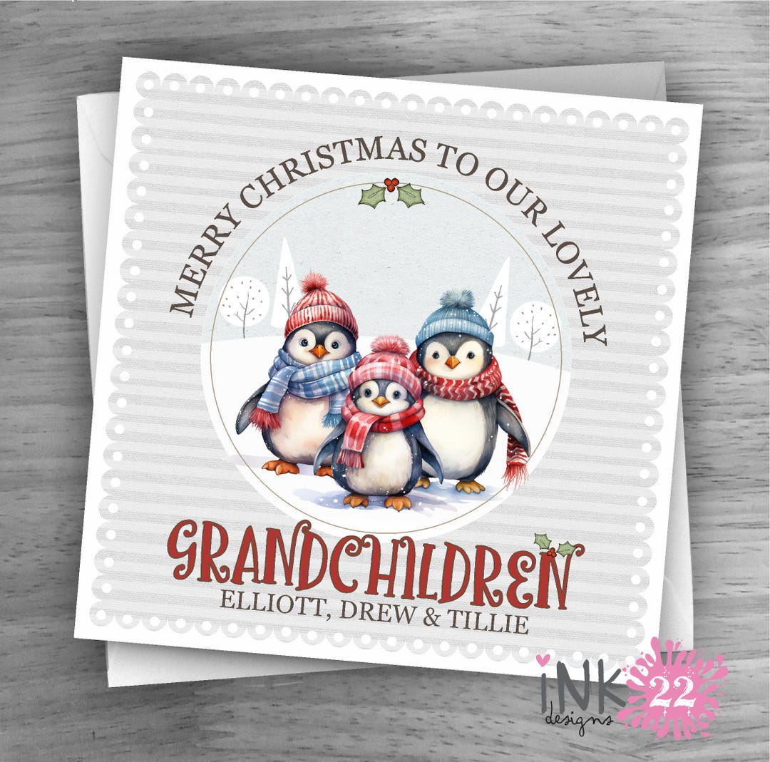 Personalised Christmas Card to the Grandchildren, Grandson ...