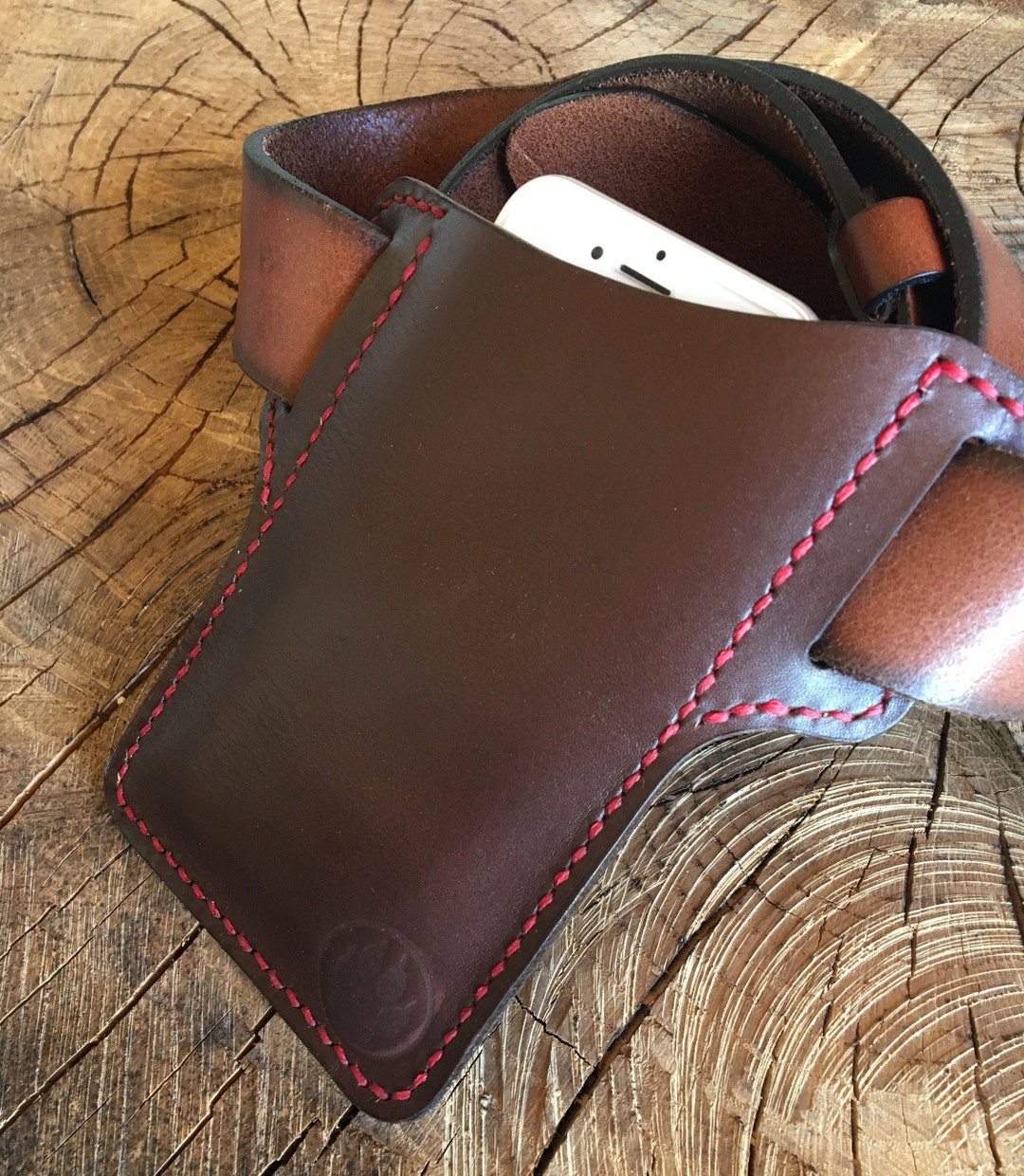 Handcrafted Leather Phone Pouch Holster for Belt / Samsung Huawei ...