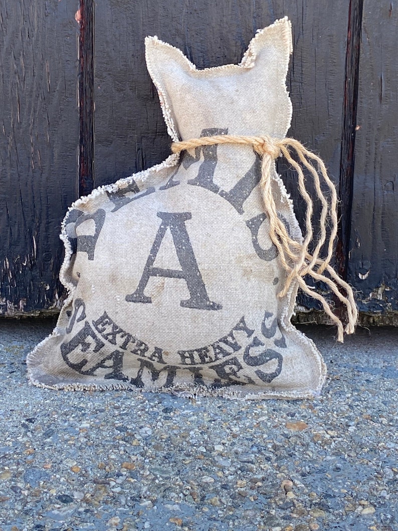 12 Antique BEMIS Grainsack Cat Pillow, Rustic Farmhouse Grain Sack ...