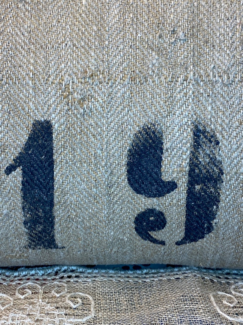 17 Antique German Grainsack Sofa Pillow, Rustic Farmhouse Grain Sack ...
