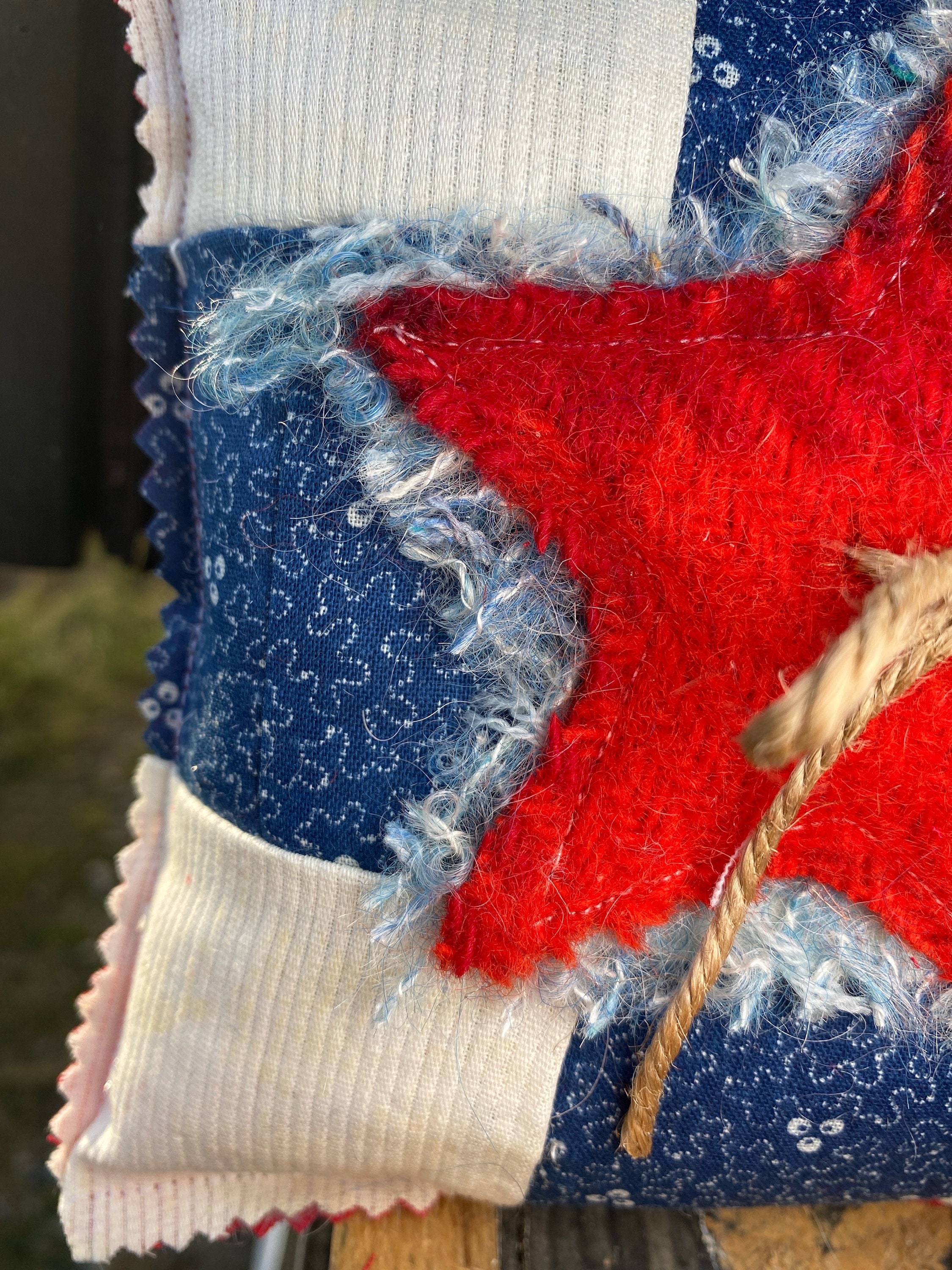 7 Antique Quilt Star Bowl Filler Decor, Rustic Farmhouse Flag Patchwork ...