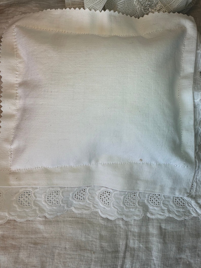 8 Vintage Redwork & European Linen Horse Pillow, Charming Embroidered ...