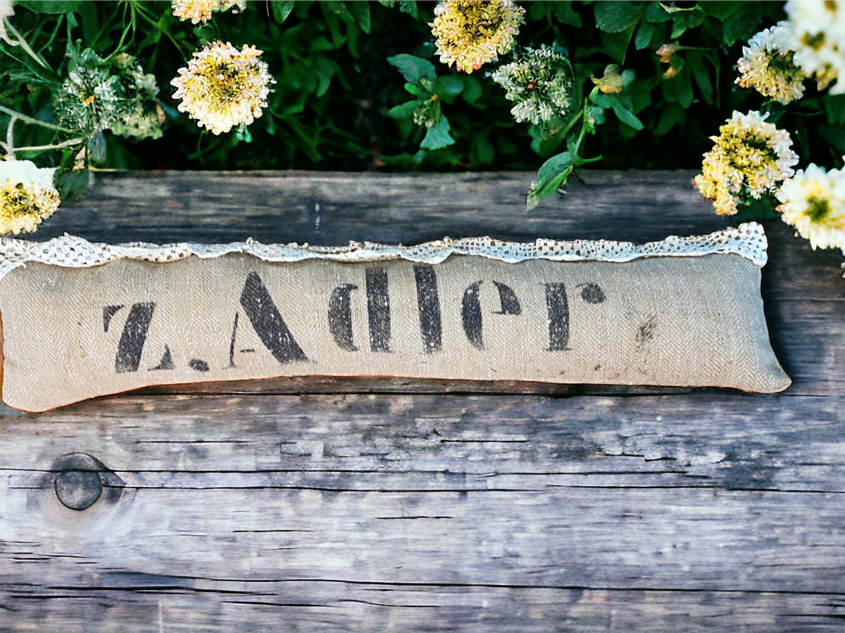 21 Antique German Grainsack Bolster Pillow, Rustic Farmhouse Grain Sack ...