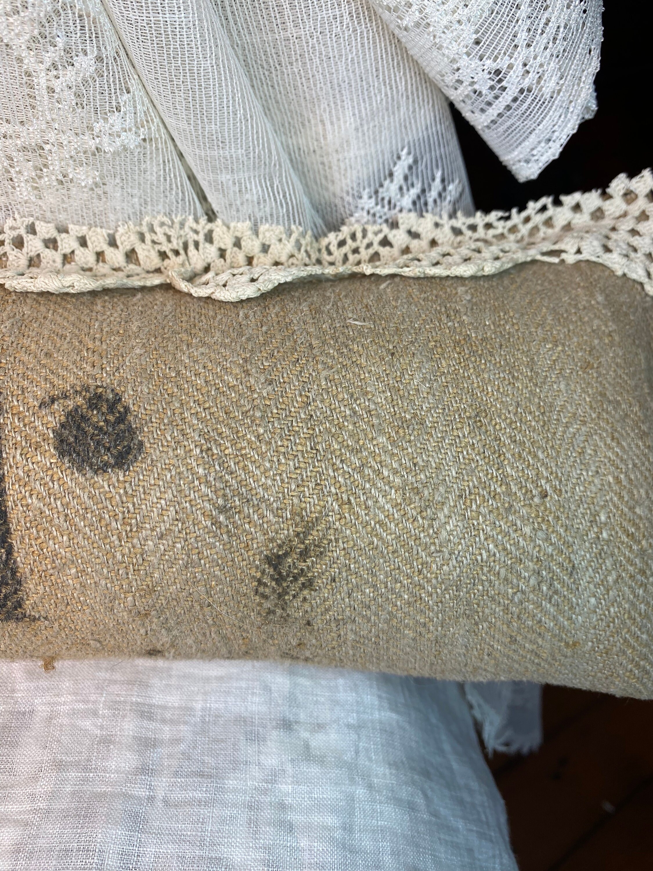 21 Antique German Grainsack Bolster Pillow, Rustic Farmhouse Grain Sack ...