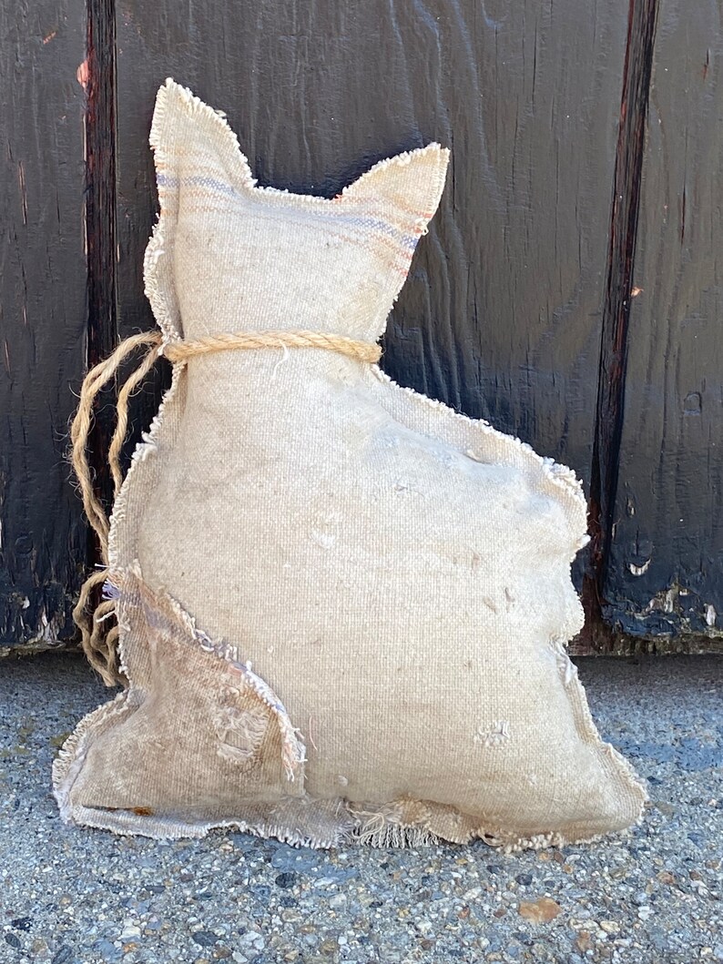12 Antique BEMIS Grainsack Cat Pillow, Rustic Farmhouse Grain Sack ...