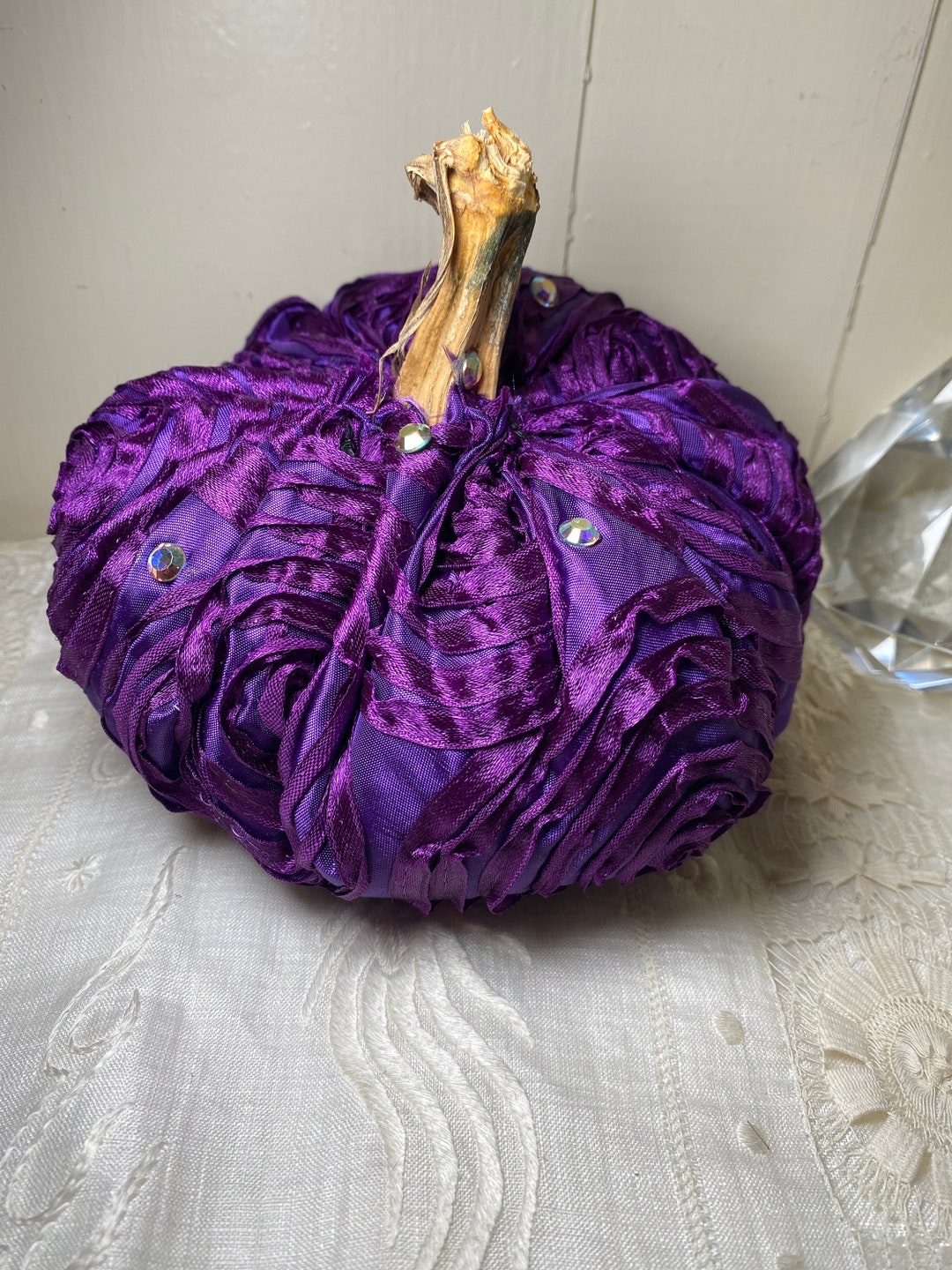 Silk Pumpkin Pillow Vintage Fancy Swarovski Crystal FALL Bowl - Etsy UK