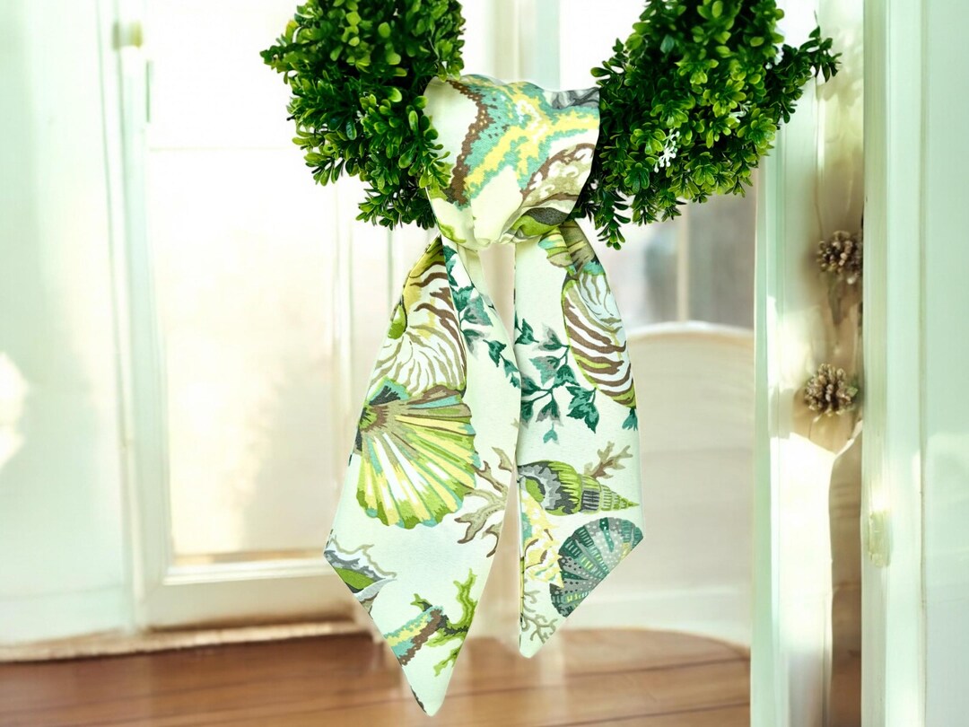 OUTDOOR Fabric Wreath Sash, Beach and Seashell Scarf for Front Door ...