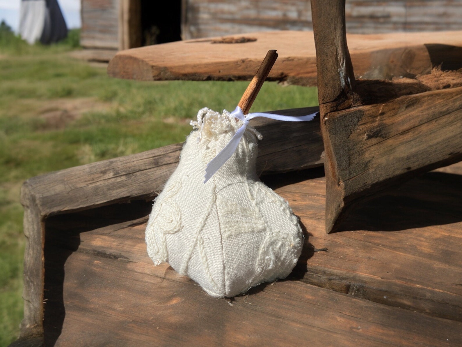 7 Farmhouse Antique Embroidered Pumpkin, Neutral Wool & Lace Pumpkin ...