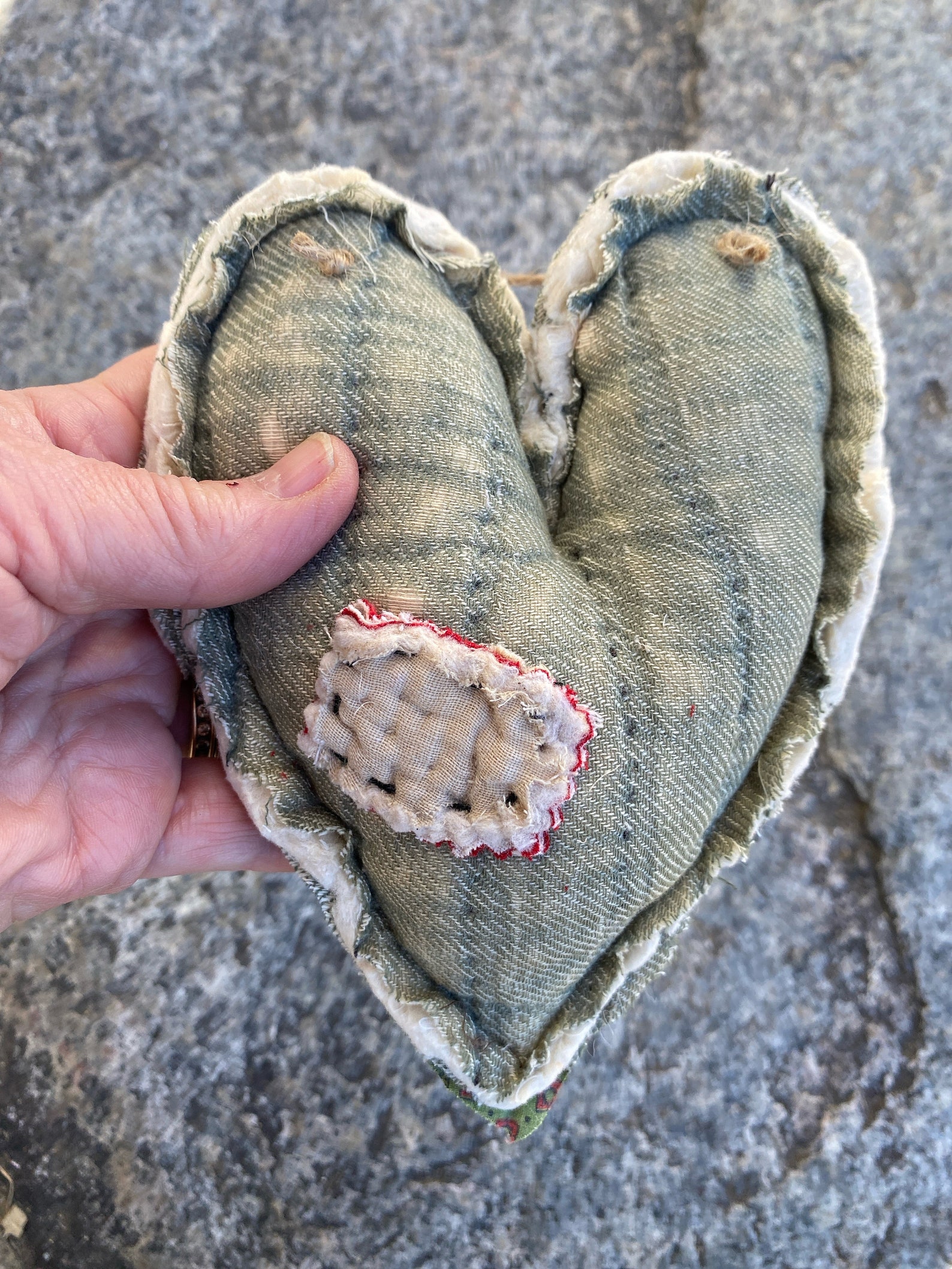 6 Primitive Antique Quilt Heart, Hanging Pillow Farmhouse Bowl Filler ...