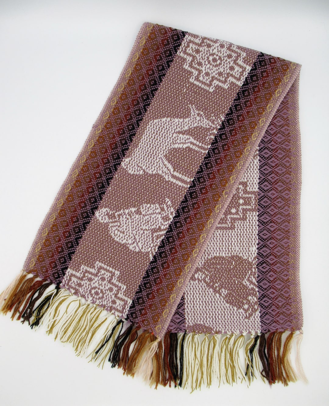 Alpaca Blend Unisex Scarf With Llama and Chakana Design/peruvian Alpaca ...