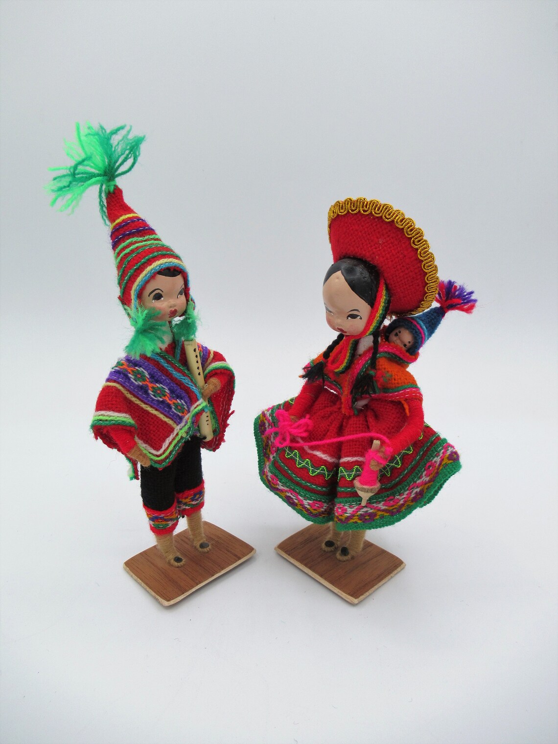 Set of 2 Peruvian Handmade Dolls, Folk Art Dolls 8" Tall - Etsy