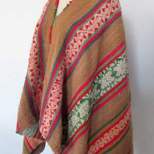 Vintage Peruvian Traditional 100% Alpaca Poncho/ Andean Mountain Aguayo ...