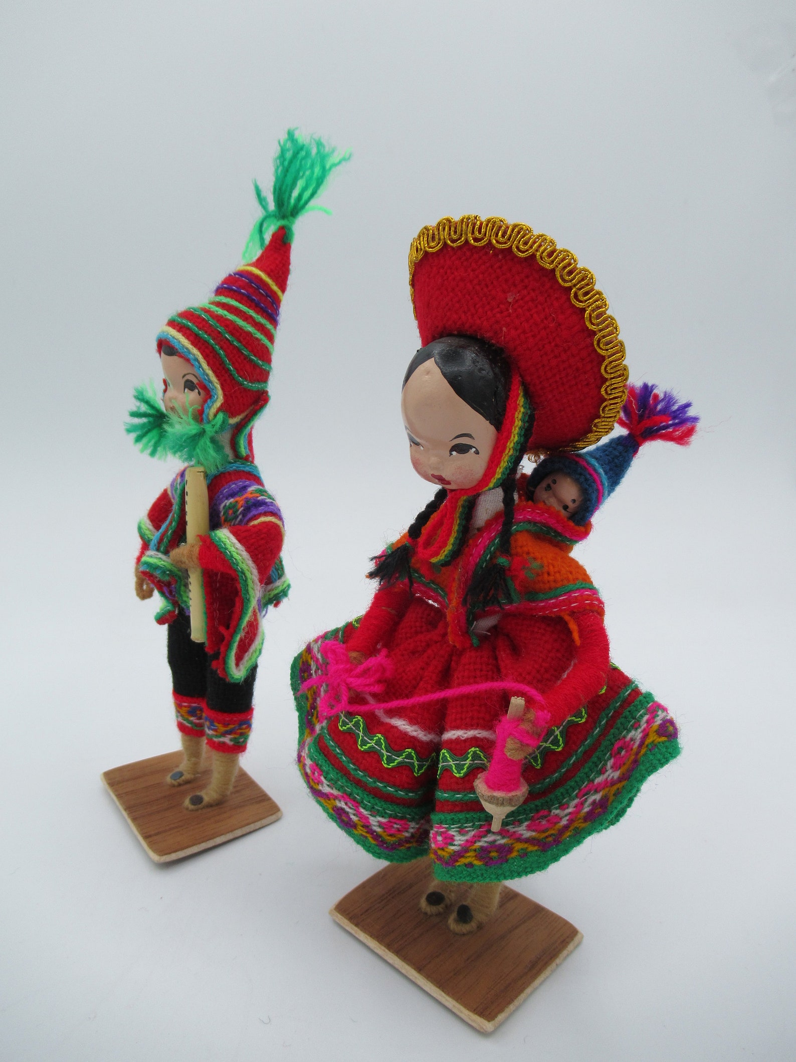 Set of 2 Peruvian Handmade Dolls, Folk Art Dolls 8" Tall - Etsy