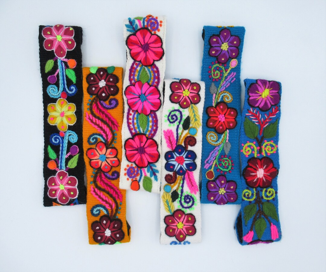 Peruvian Hand Embroidered Headband / Ethnic Floral Headband ...