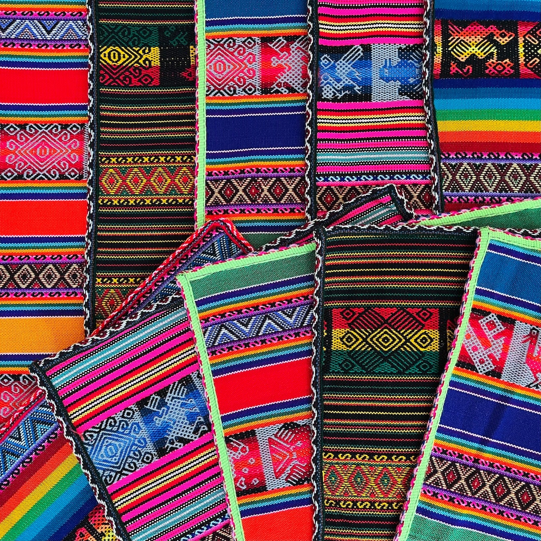 Set of 3 Table Placemats/peruvian Manta Placemats/ethnic Vivid Colors ...