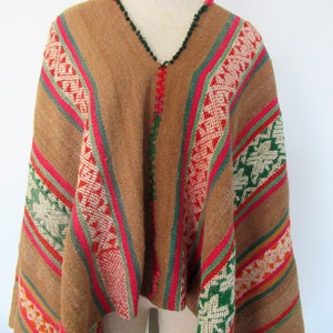 Vintage Peruvian Traditional 100% Alpaca Poncho/ Andean Mountain Aguayo ...
