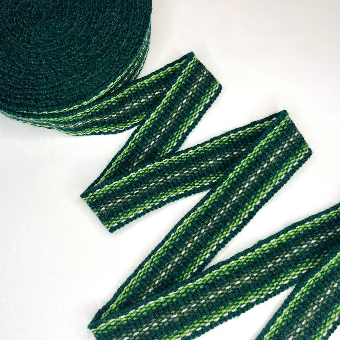 Dark Green 1 Andean Woven Ribbon. Ethnic Ribbon Woven Trim. Tribal ...