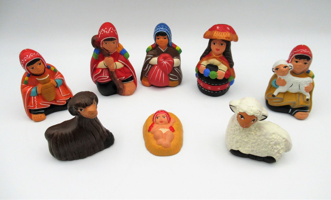 Nativity Set 3" Tall Handcrafted Pottery Nativity /folk Art Clay ...