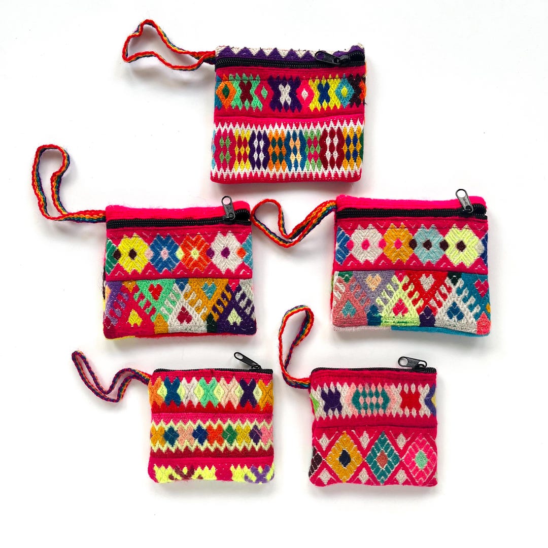 Peruvian Handmade Wool Coin Purse, Boho Ethnic Clutch From Peru 4”x4.5 ...